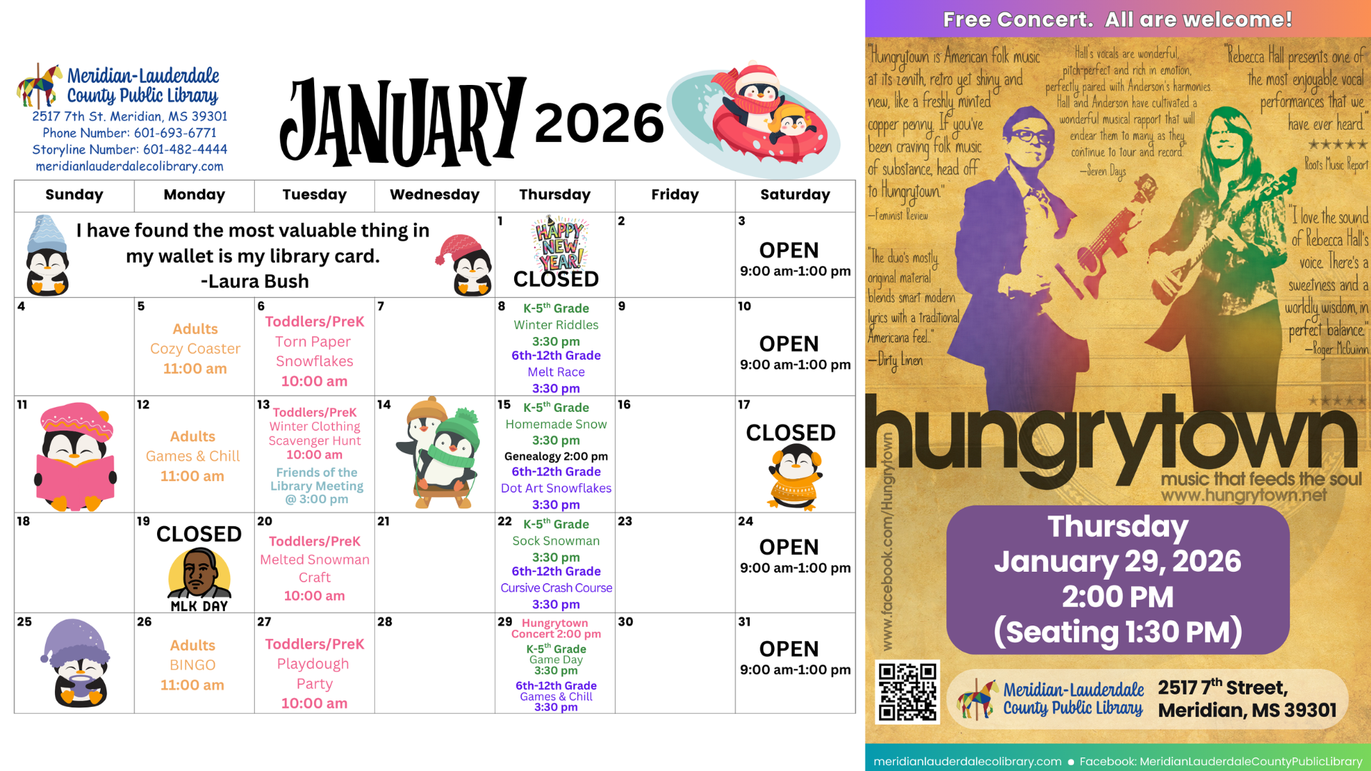 Meridian-Lauderdale County Public Library announces full slate of ...